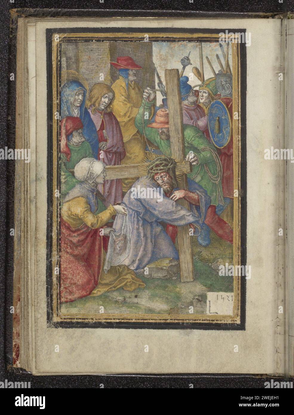 Crossing, Lucas van Leyden, 1521 print Christ wears the cross and ...