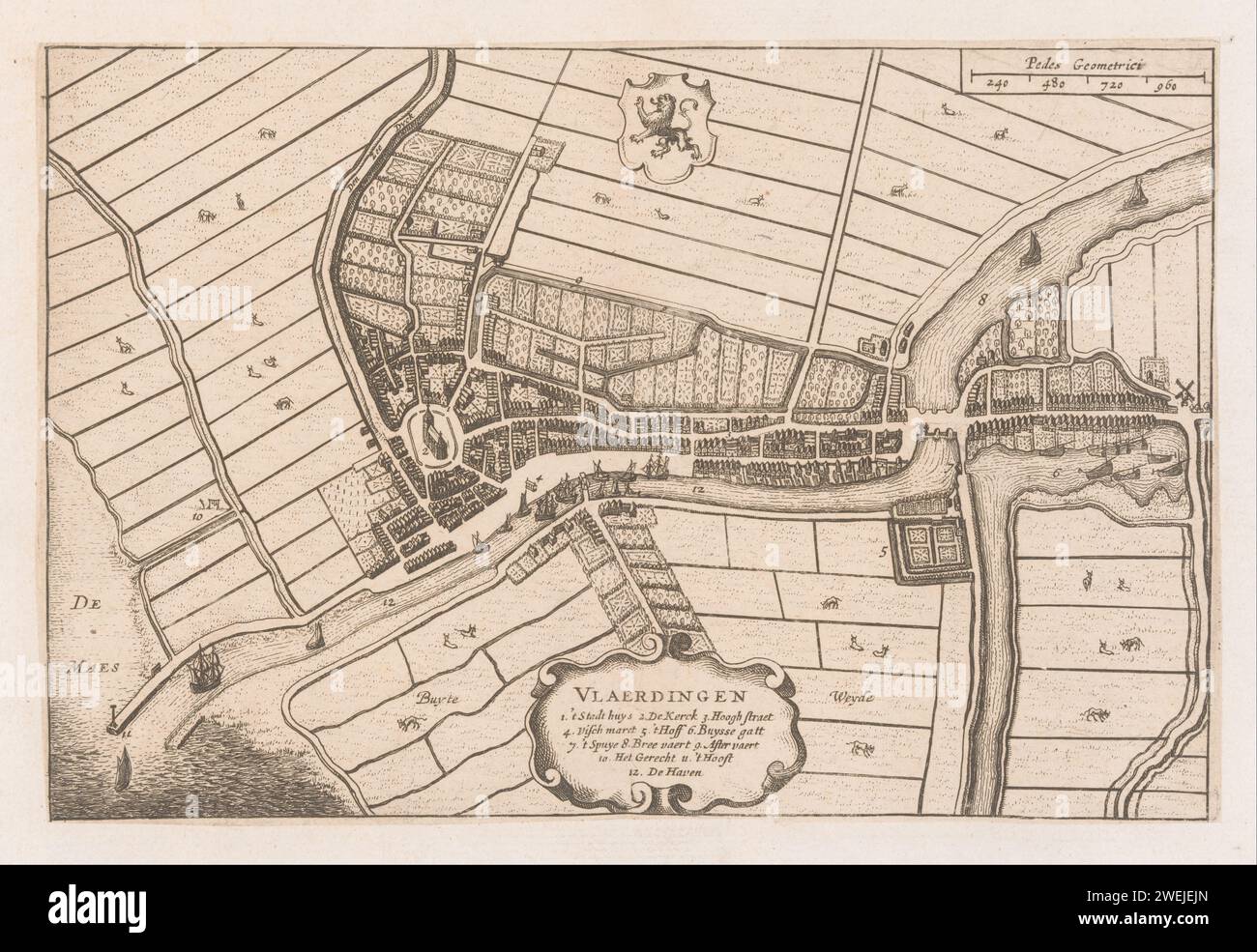 Map of Vlaardingen, Anonymous, 1632 - 1652 print paper etching maps of ...