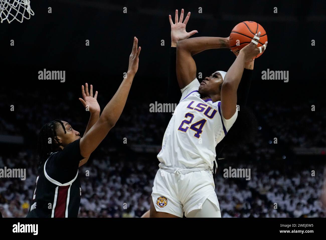 LSU guard Aneesah Morrow (24) shoots against South Carolina forward ...
