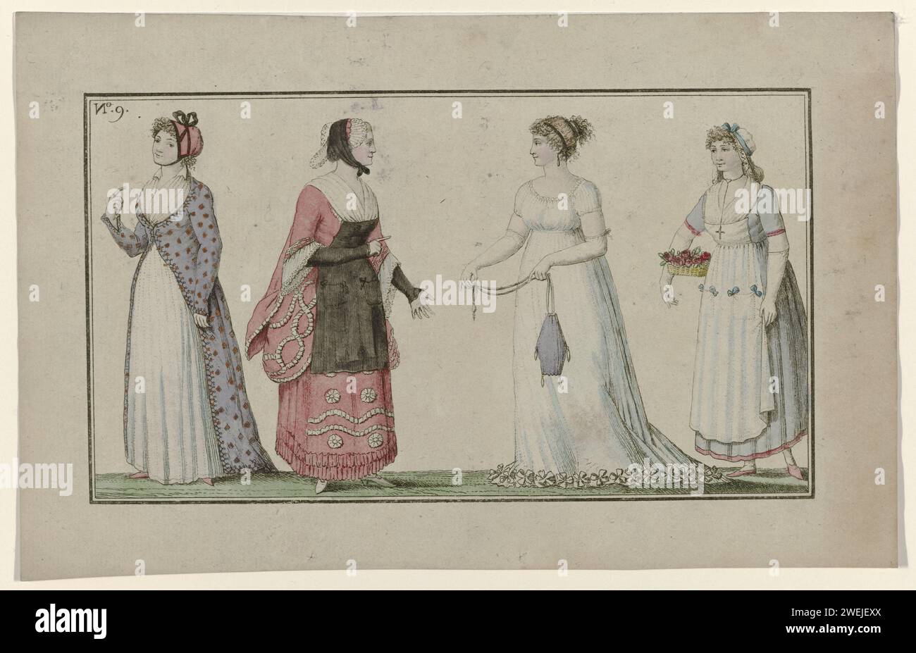 The month, volume III, year VII, 1799, no. 9., 1799 Four women next to ...
