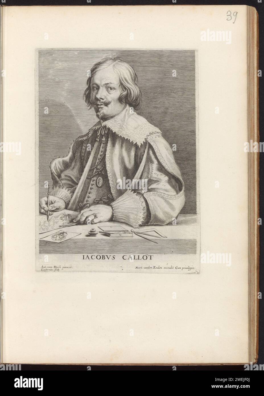 Portret van Jacques Callot, 1645 - 1646 print Portrait of the print ...