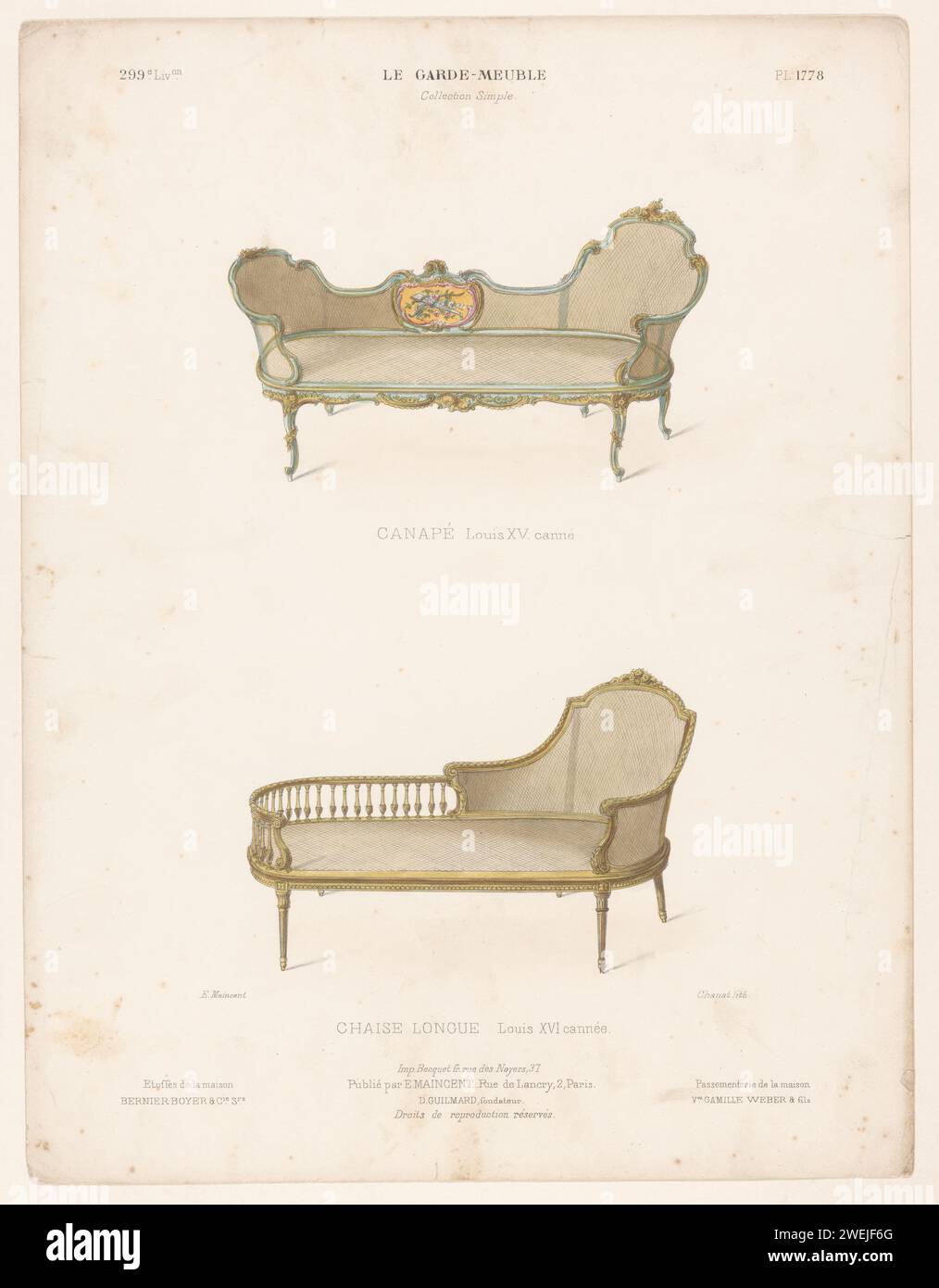Sofa in a lounge chair, Chanat, 1885 - 1895 print A canapé in the Louis ...