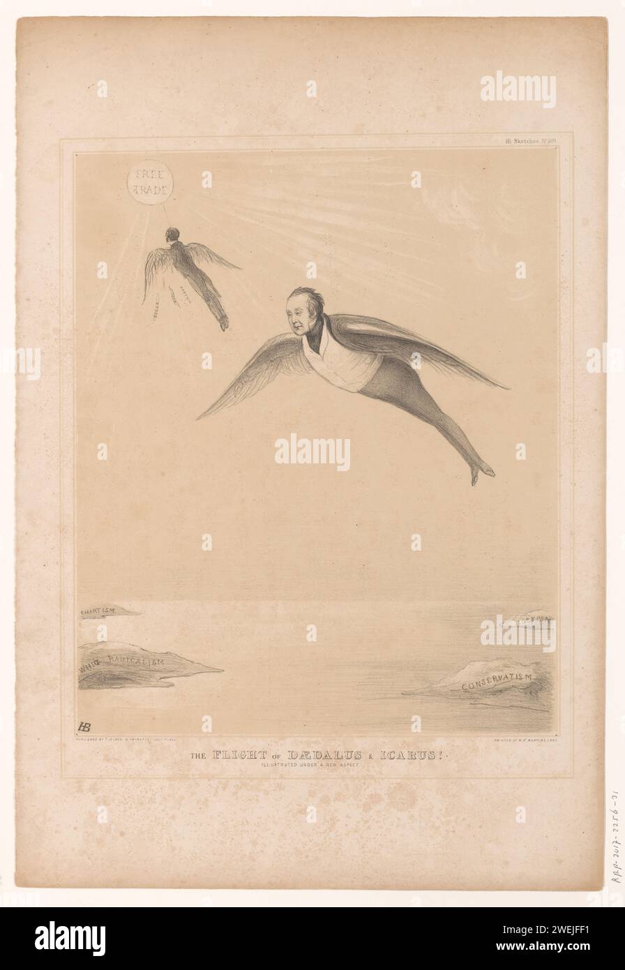 Gladstone and Peel as Icarus and Daedalus, John Doyle, 1844 print ...