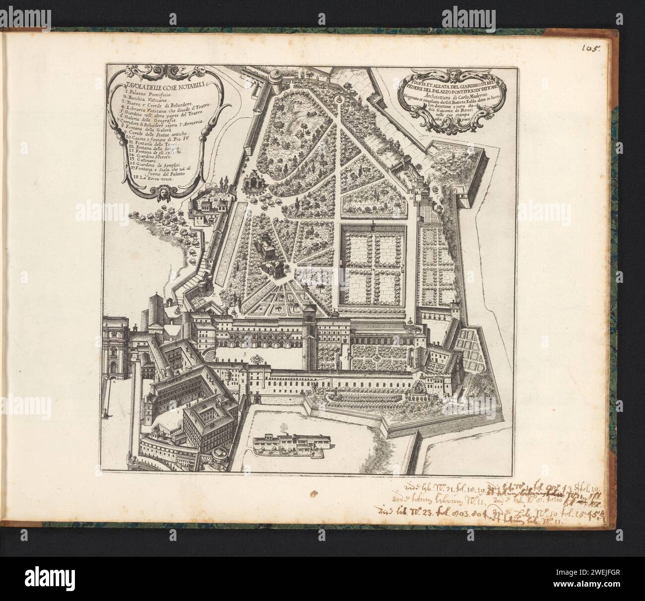 Map of the Vatican Belvedere Gardens, Giovanni Battista Falda, in Or ...