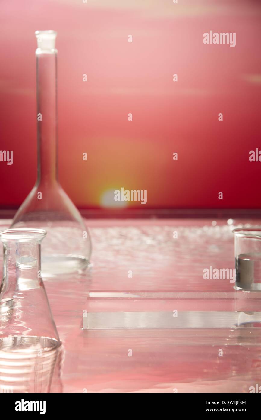 Scene for advertising cosmetic product with laboratory concept. Lab ...