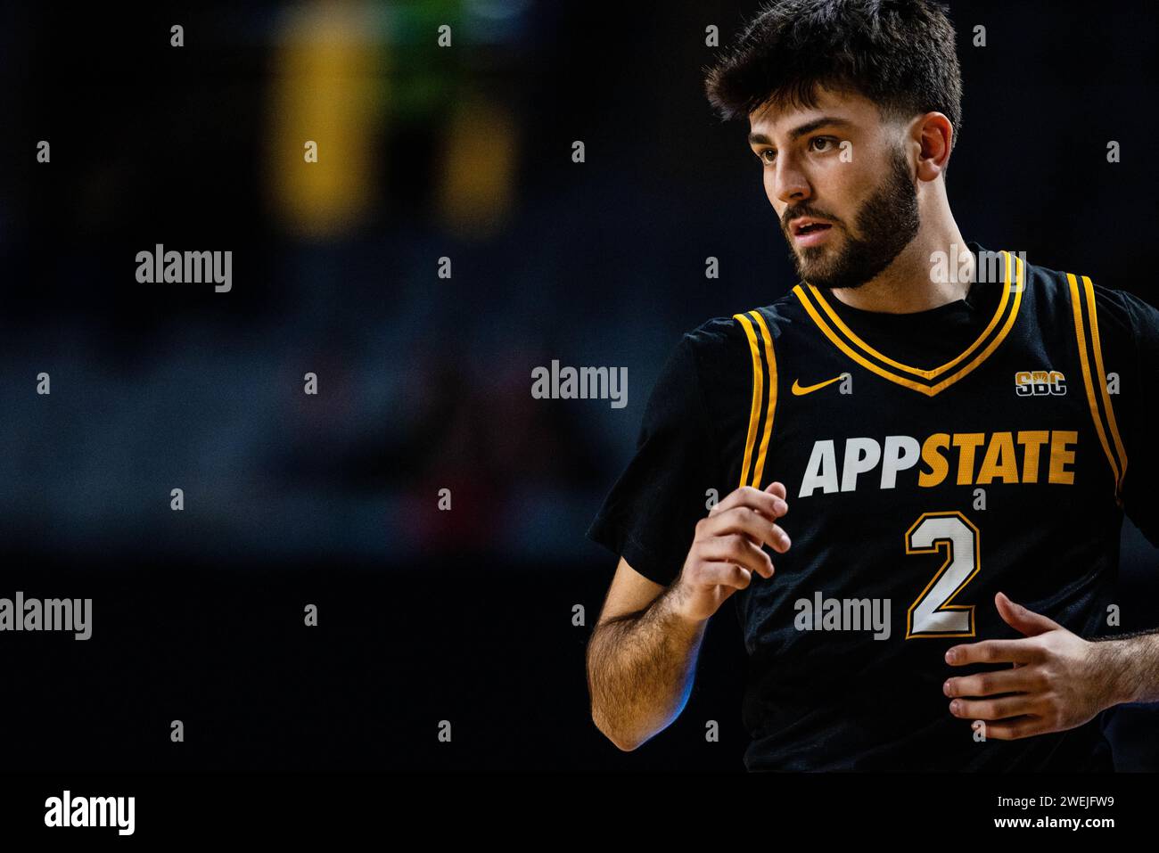 Boone, NC, USA. 25th Jan, 2024. Appalachian State Mountaineers forward ...