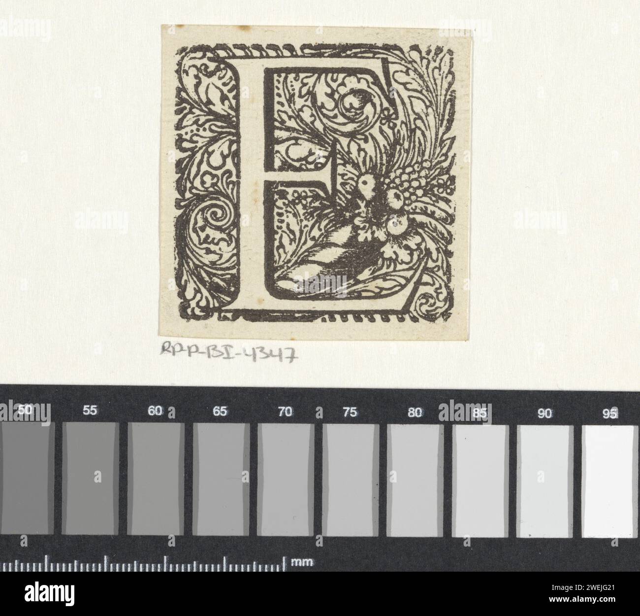Letter E in a frame with the horn of abundance, anonymous, 1600 - 1699 ...