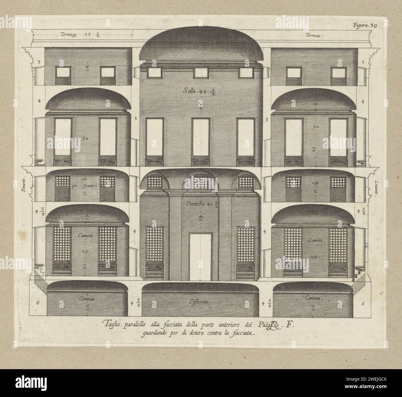Cross -section of the Palazzo Spinola in Genoa, 1622 print This print ...