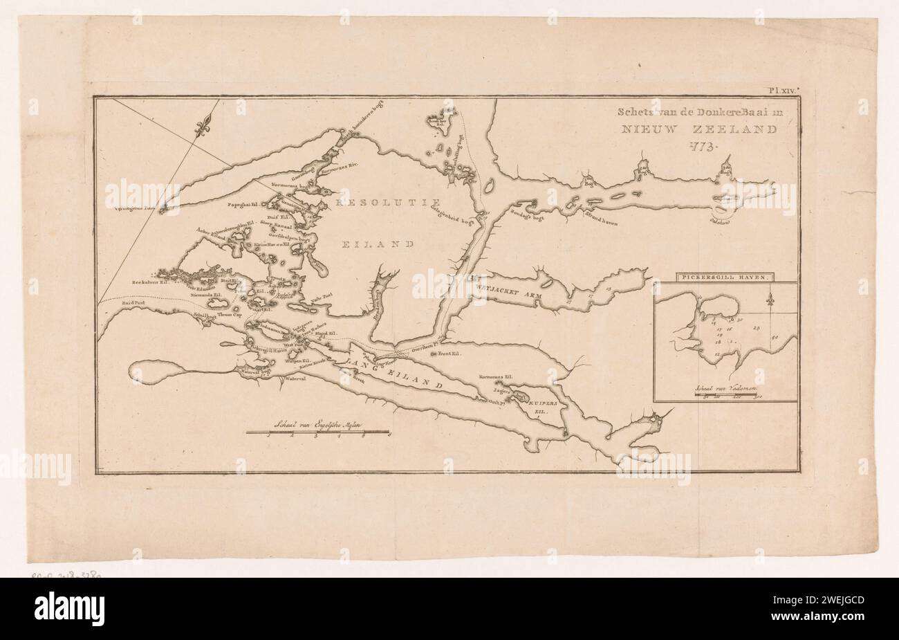 Map of Resolution Bay and surrounding islands in New Zealand, Anonymous ...