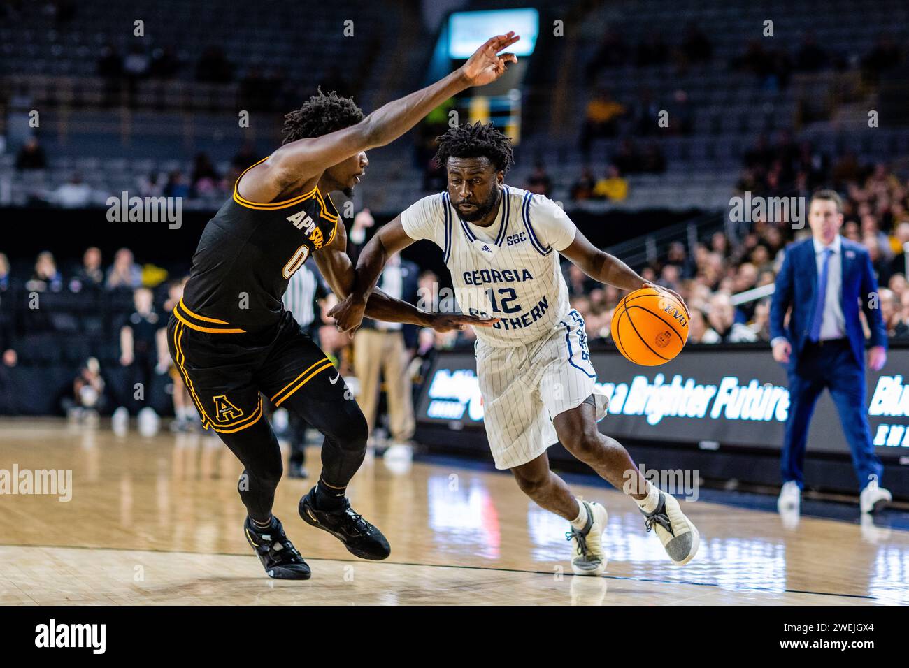 Boone, NC, USA. 25th Jan, 2024. Georgia Southern Eagles guard Tyren ...