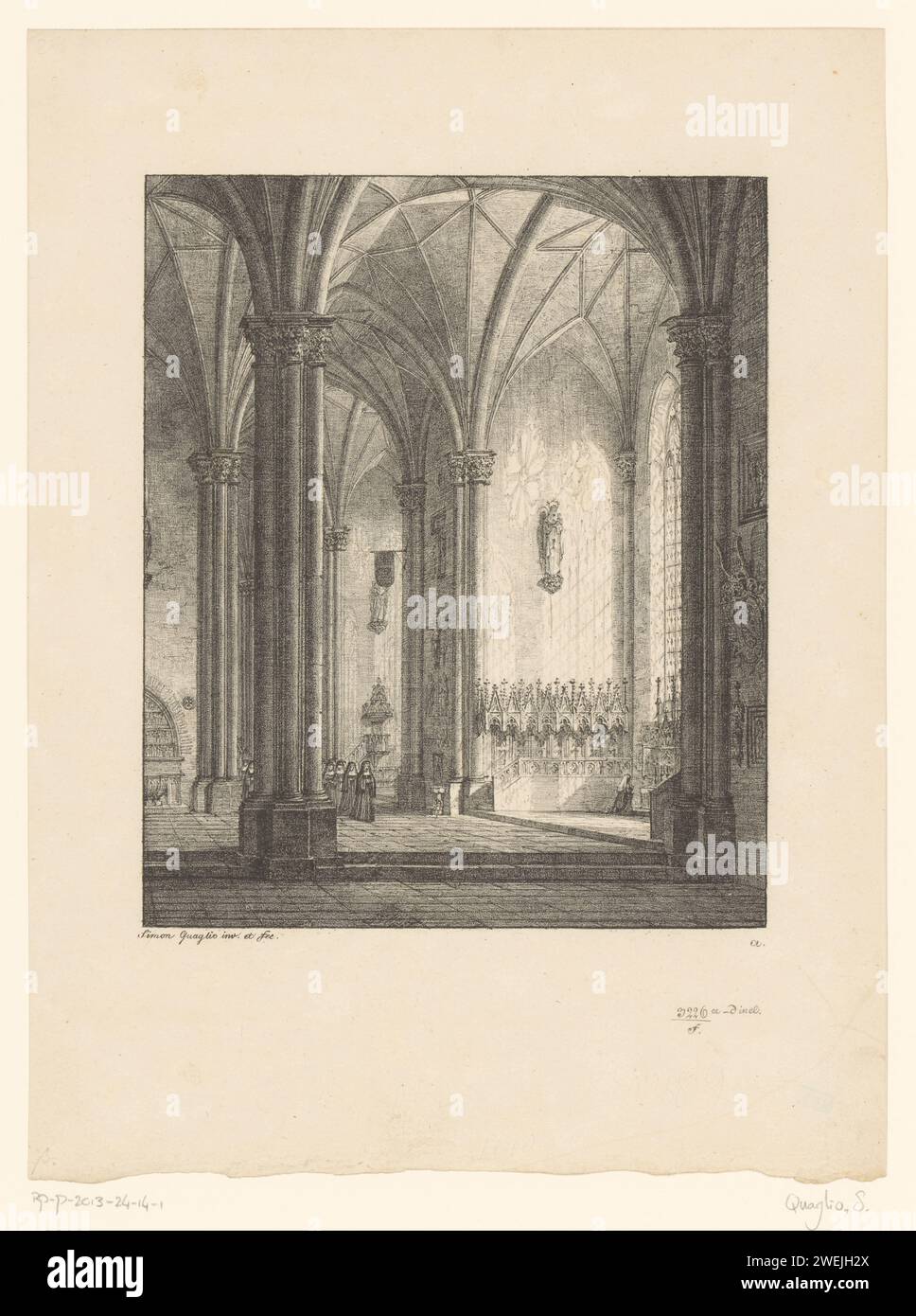 Interior of a Gothic monastery, Simon Quaglio, 1805 - 1878 print paper ...