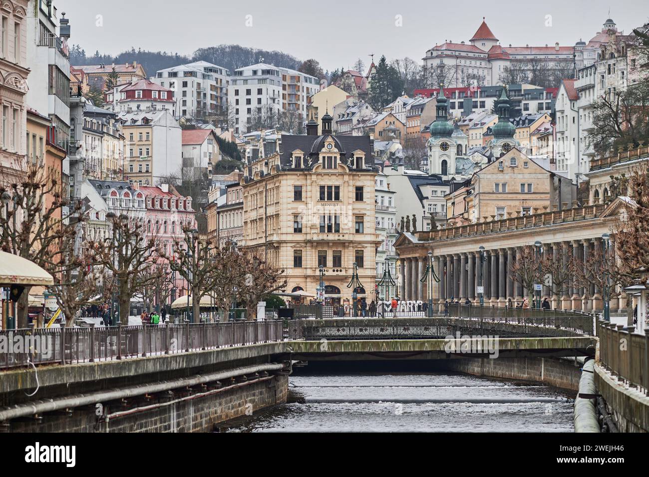 Karlovy Vary Karlsbad old historic spa town with hot springs in Bohemia ...