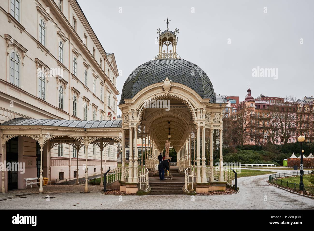 Karlovy Vary Karlsbad old historic spa town with hot springs in Bohemia ...
