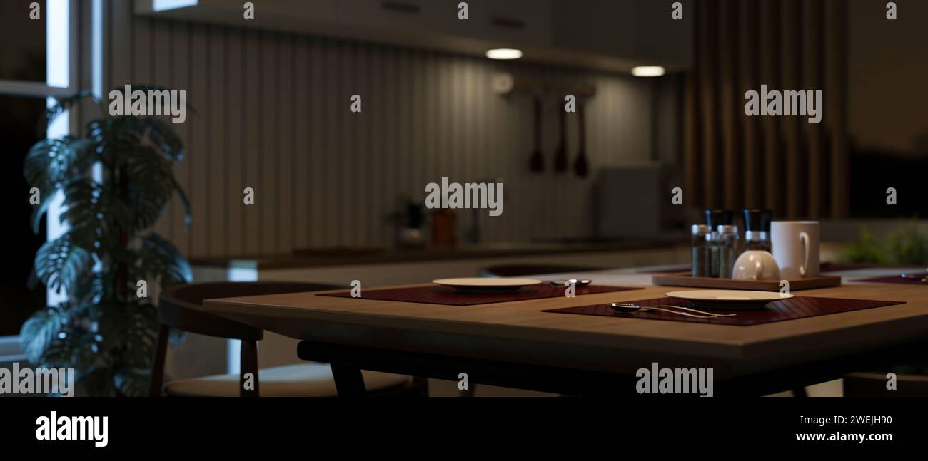 Close-up image of a dining table in a modern, romantic dining room at ...