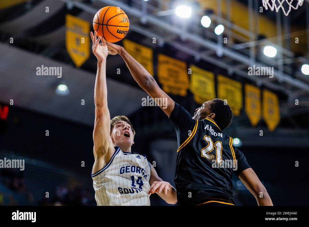 Boone, NC, USA. 25th Jan, 2024. Georgia Southern Eagles forward Collin ...