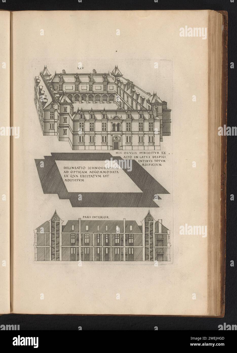 Bird's eye view, map and diameter, Jacques Androuet, 1559 Building in a ...