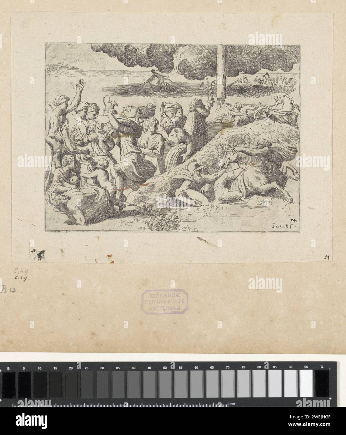 The Israelites cross the Red Sea, Sisto Badalocchio, After Rafaël, 1607 ...