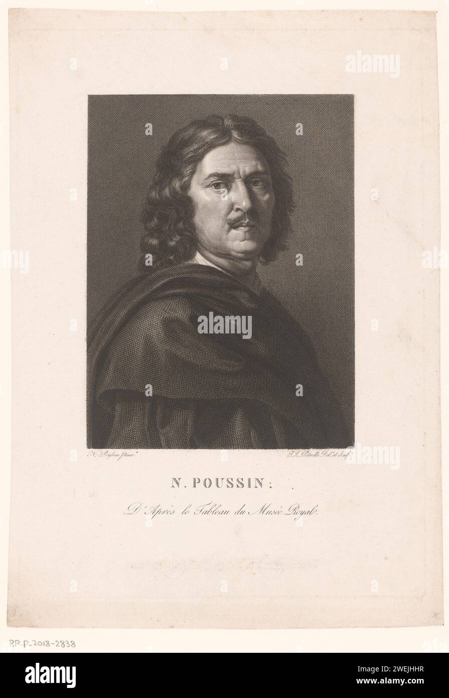 Portret van Nicolas Poussin, Jean Louis Potrelle, After Nicolas Poussin ...