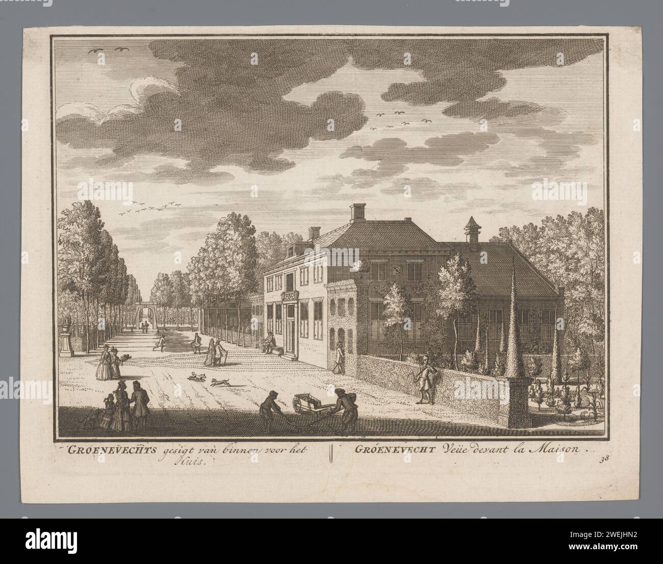 View of Groenevecht in Breukelen, Daniël Stopendaal, 1719 print paper ...