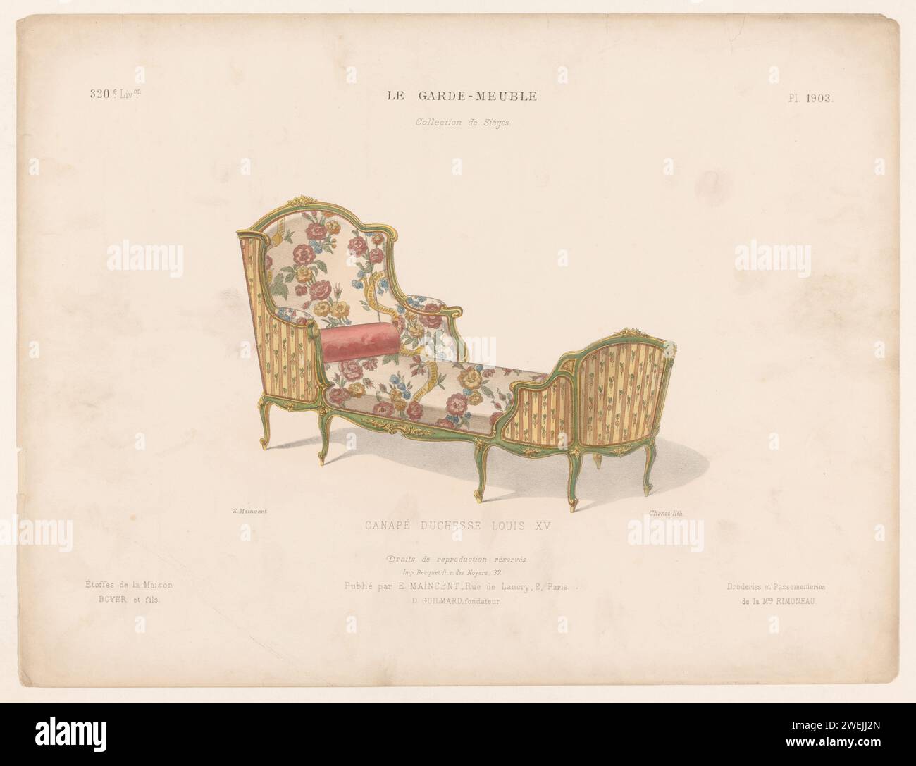 Sofa, Chanat, 1885 - 1895 print A canapé in the Louis XV style. Print from 320th Livraison ...