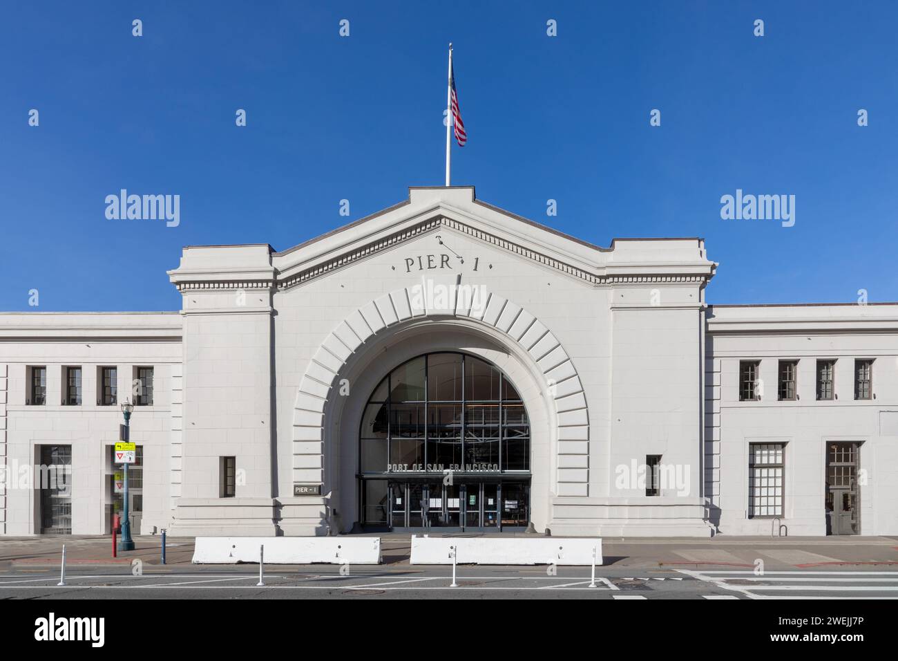 San Francisco, USA - May 20, 2022: facade of historic Pier 1 building ...