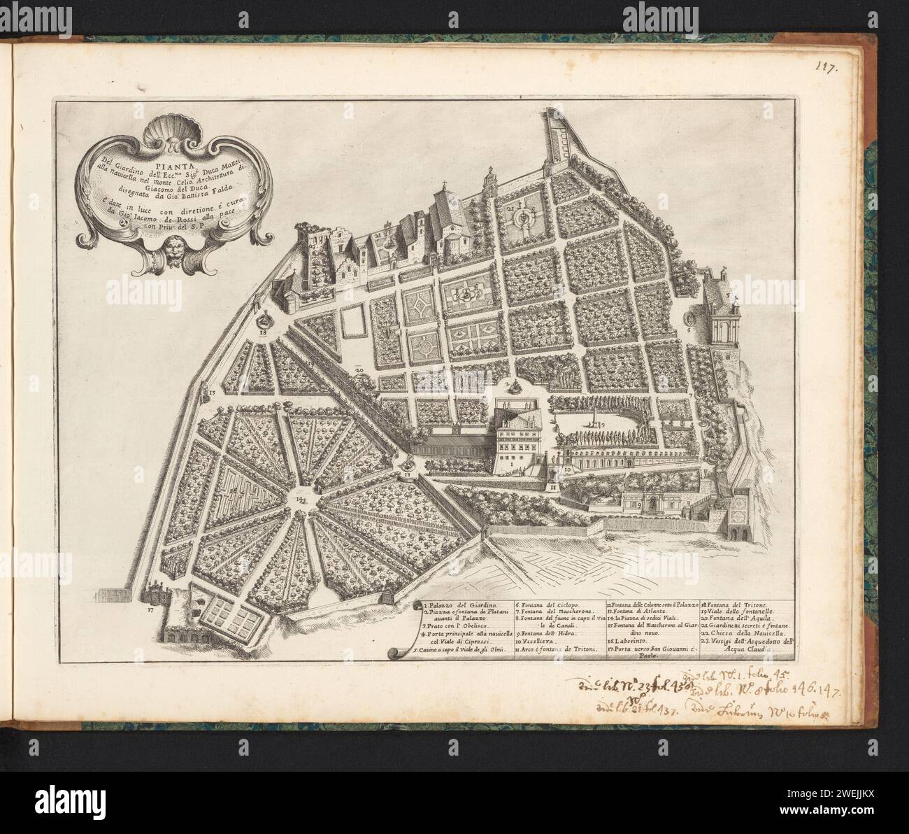 Map of the garden of Hertog Girolamo Mattei, Giovanni Battista Falda ...