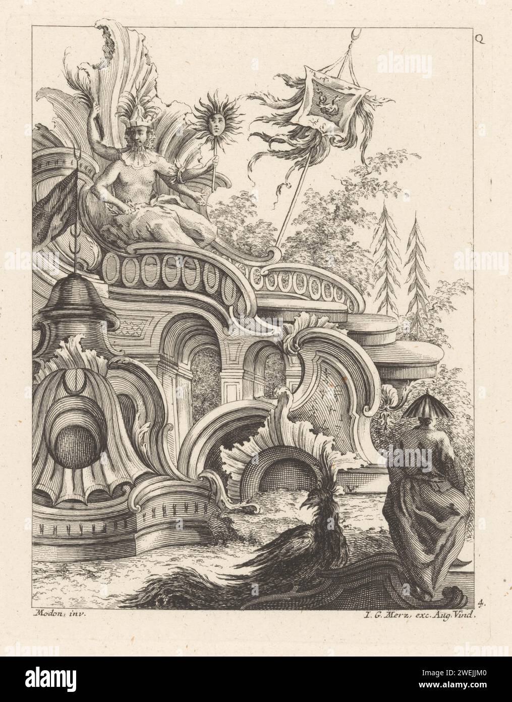 God with three faces on throne, 1736 - 1762 print A god with three ...