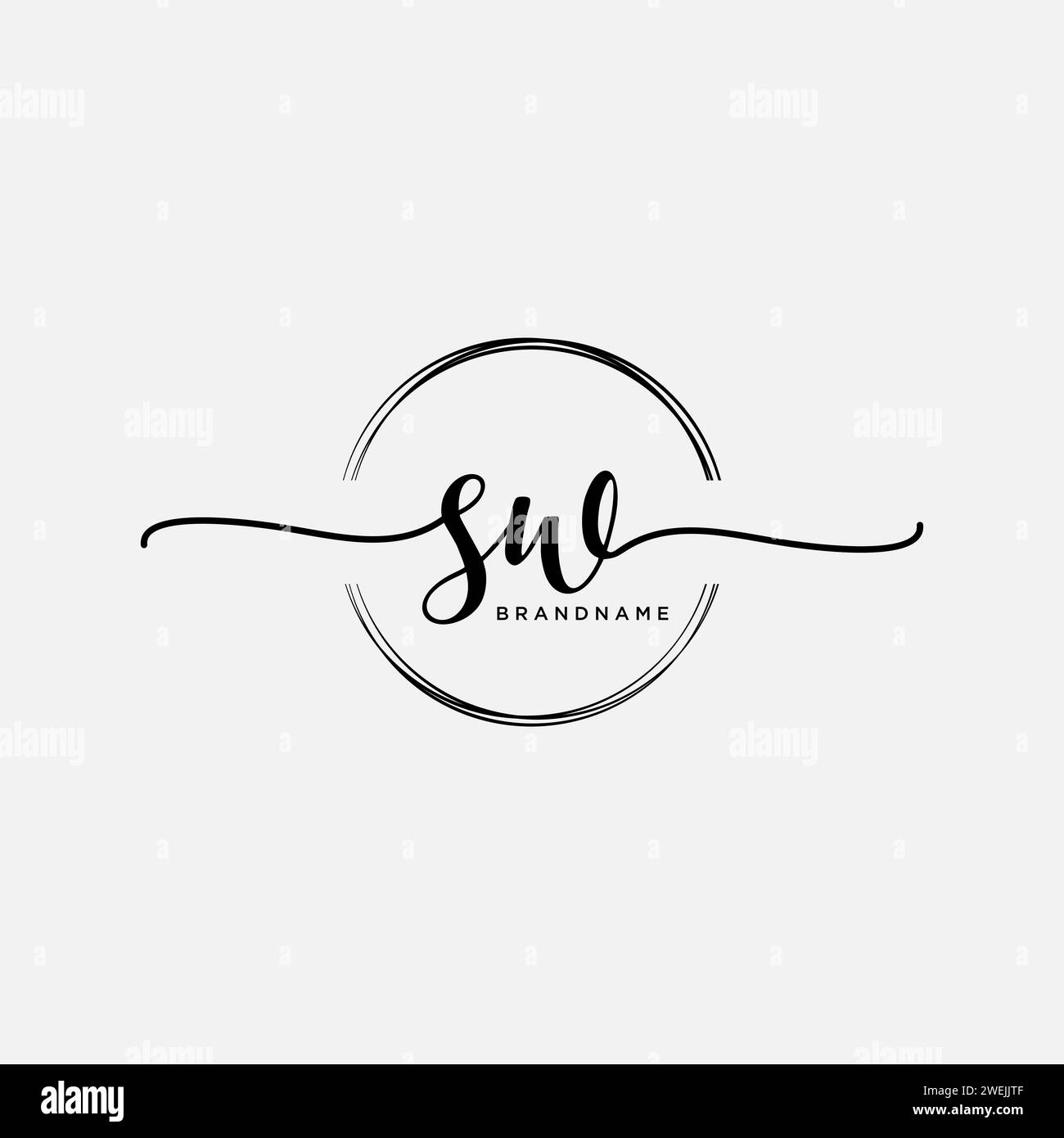 SW Initial handwriting logo with circle Stock Vector Image & Art - Alamy