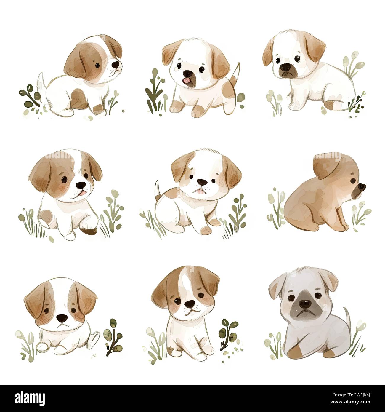 Vector hand drawn puppy collection Stock Vector Image & Art - Alamy