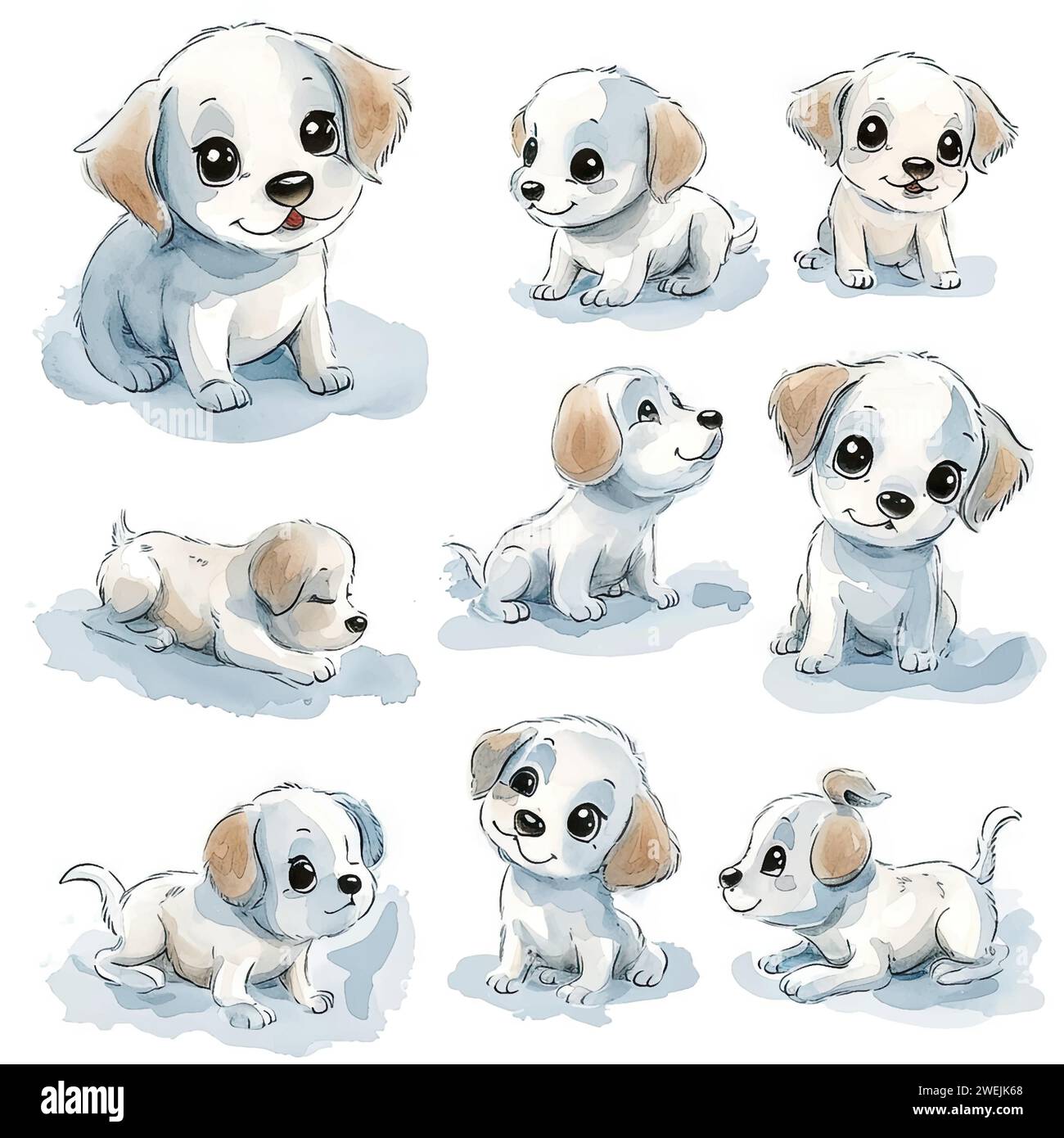 Vector hand drawn puppy collection Stock Vector Image & Art - Alamy