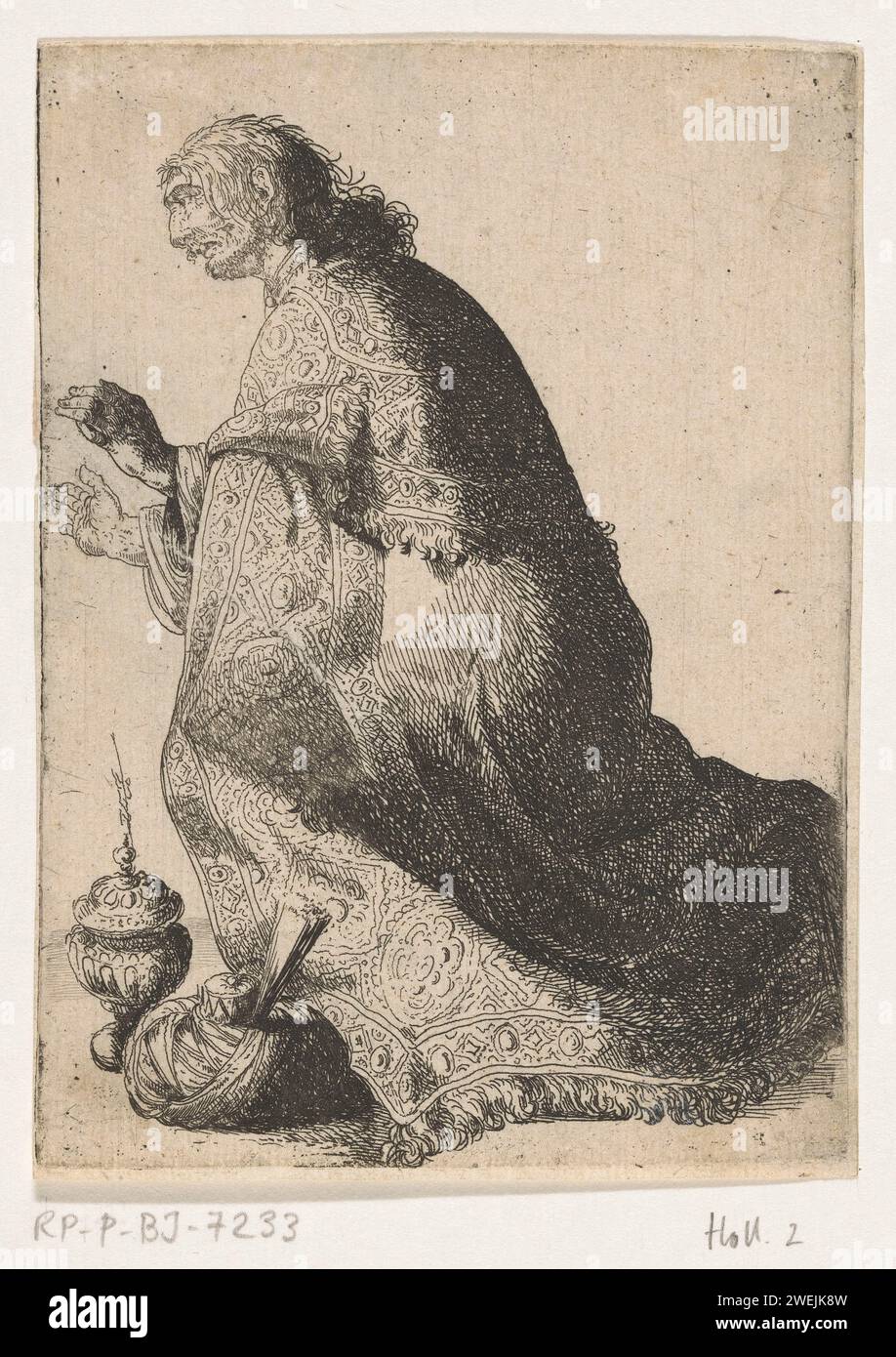 King in Worship, Jacob Duck, 1621 - 1667 print paper etching adoration ...