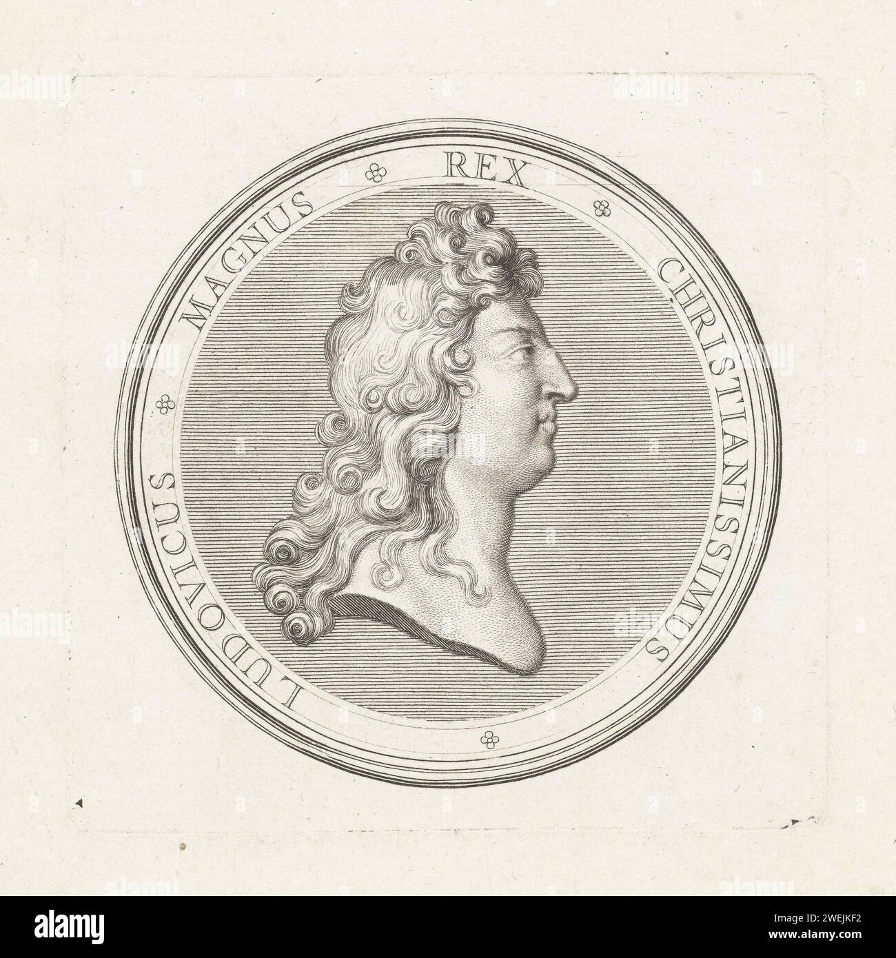 Penning with bust of Louis XIV, Gerard Edelinck, after Antoine Coypel ...