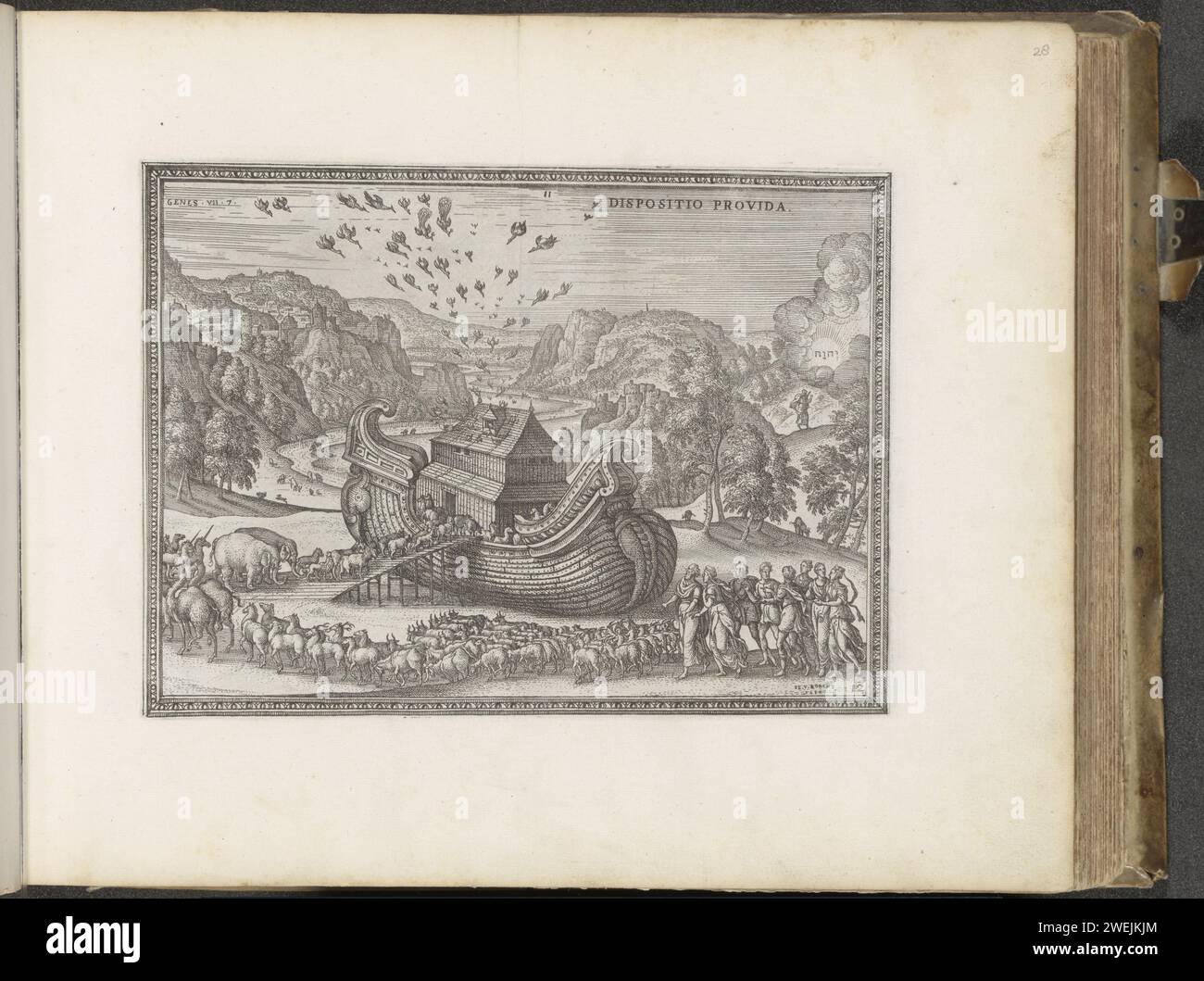 Noah goes on board the Ark, 1653 - 1654 with his family and the animals ...