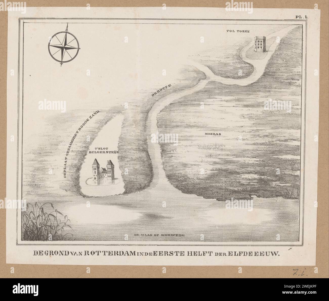 Map of the territory of Rotterdam in the eleventh century, Anonymous ...