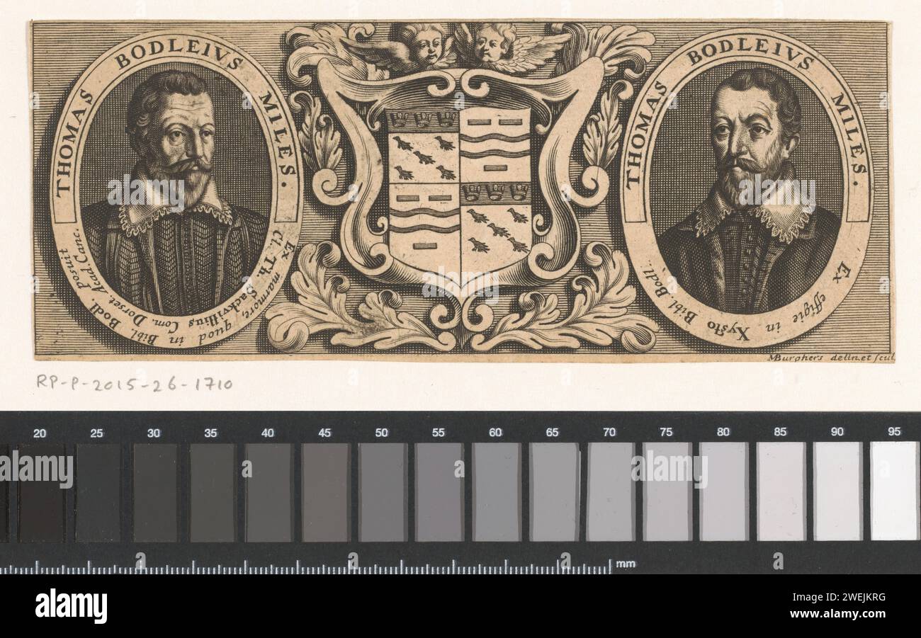 Portret van Thomas Bodley, Michael Burghers, 1673 - 1692 print Two ...