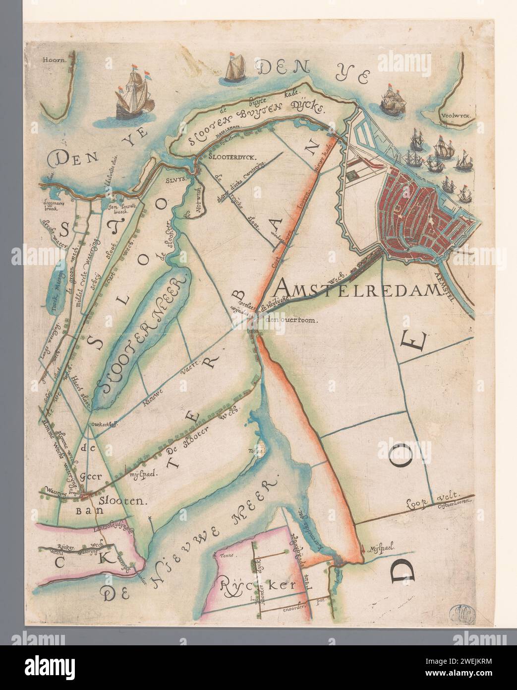Part of a map of Rijnland, with Amsterdam and the surrounding area ...