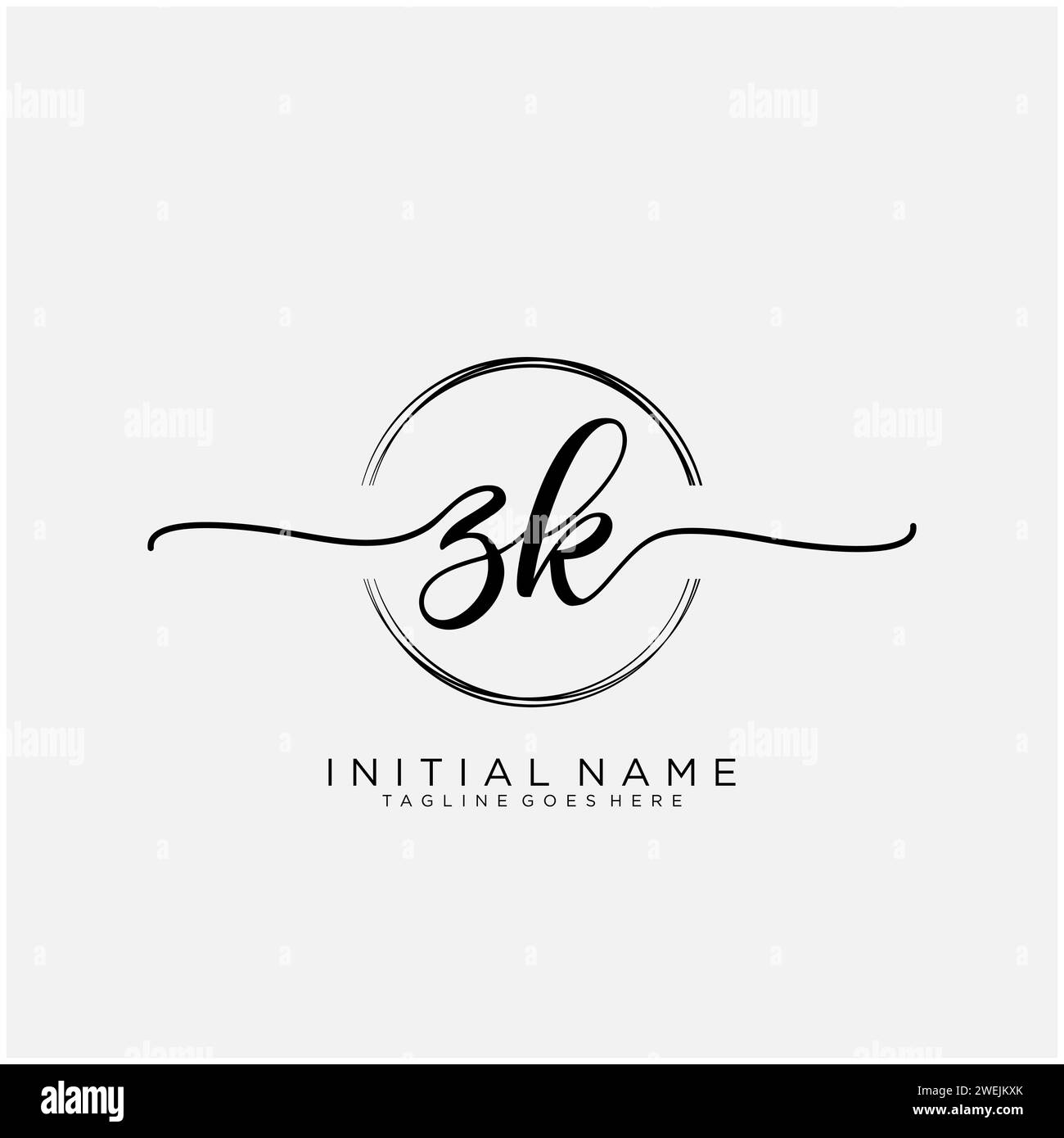 ZK Initial handwriting logo with circle Stock Vector Image & Art - Alamy