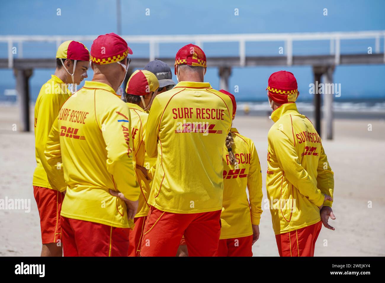 Surf Rescue lifesavers on duty at a beach in Adelaide, Australia Stock ...