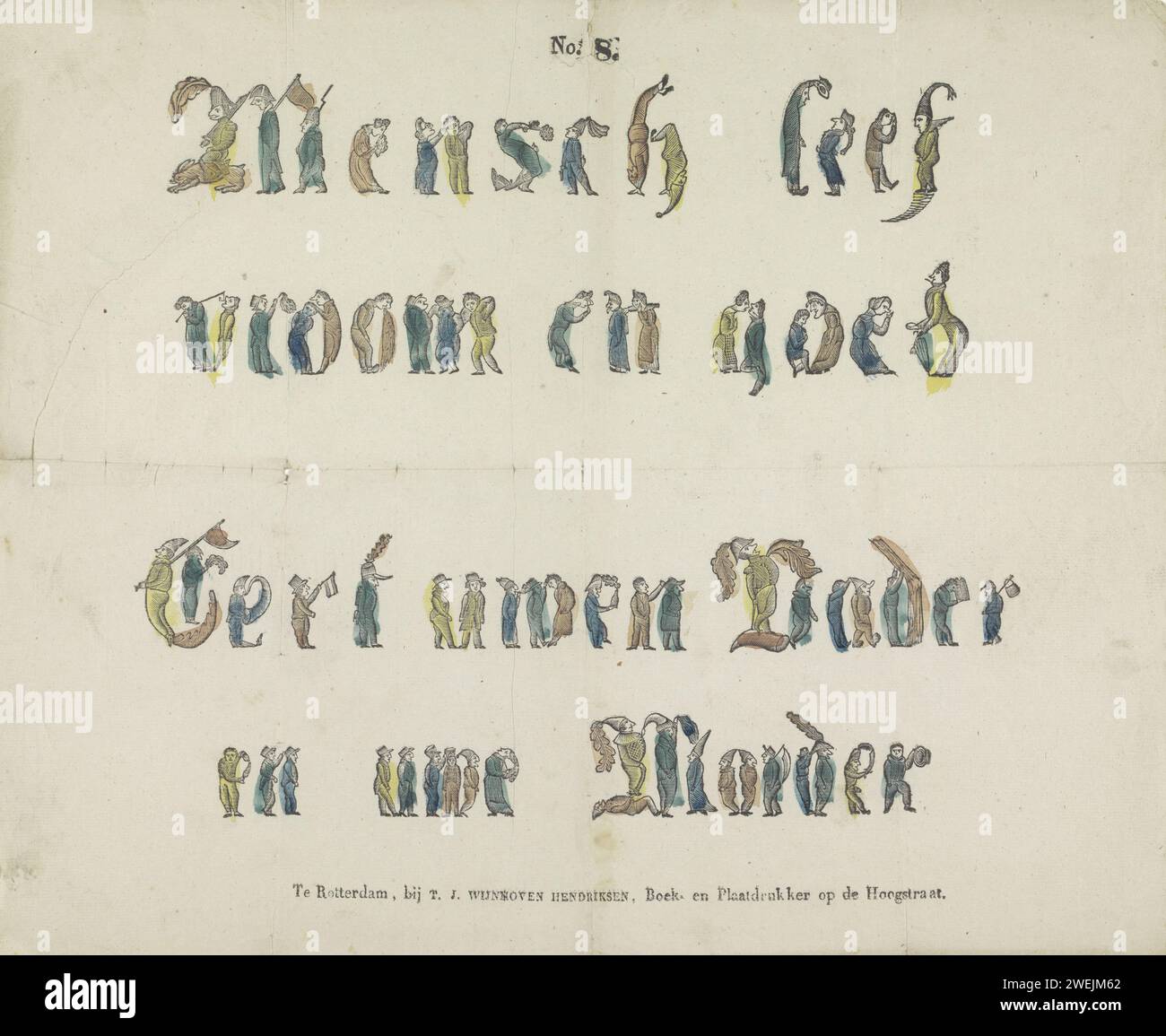 Man live pious and good (...), 1832 - 1850 print Four lines with human ...