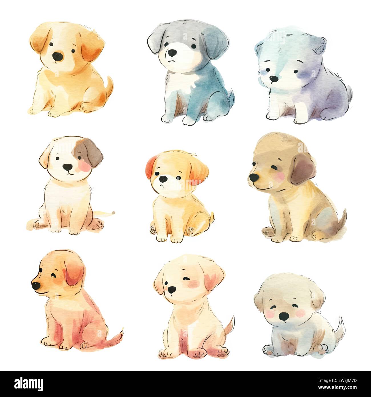 Vector hand drawn puppy collection Stock Vector Image & Art - Alamy