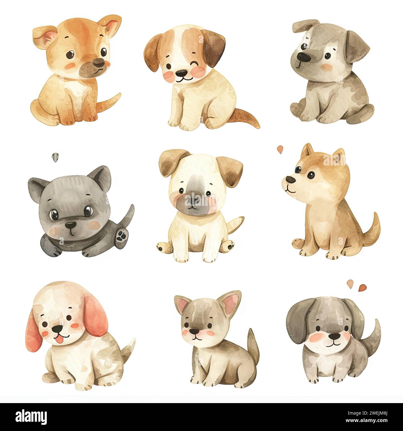 Vector hand drawn puppy collection Stock Vector Image & Art - Alamy