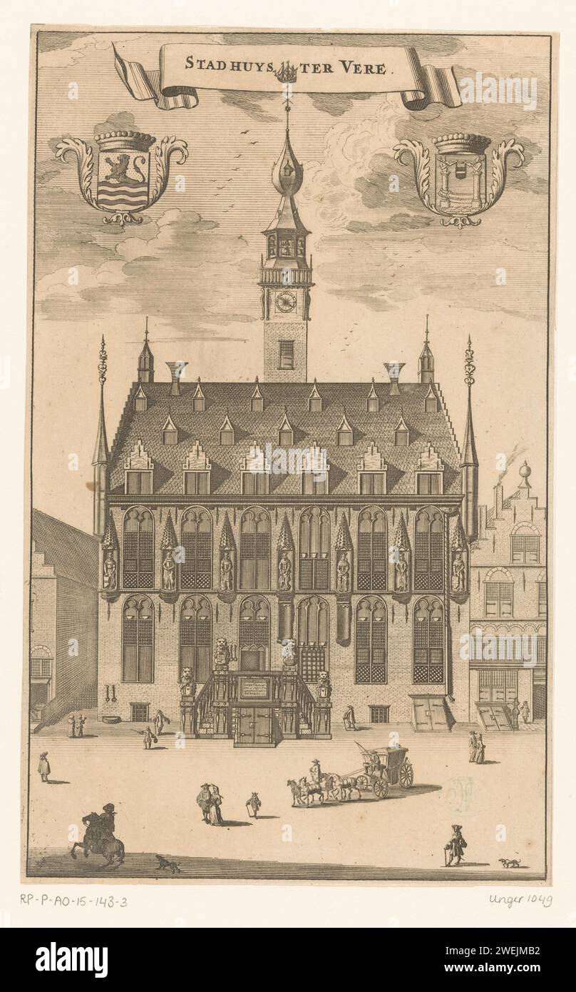 View of the town hall of Veere, Anonymous, 1696 print View of the town ...