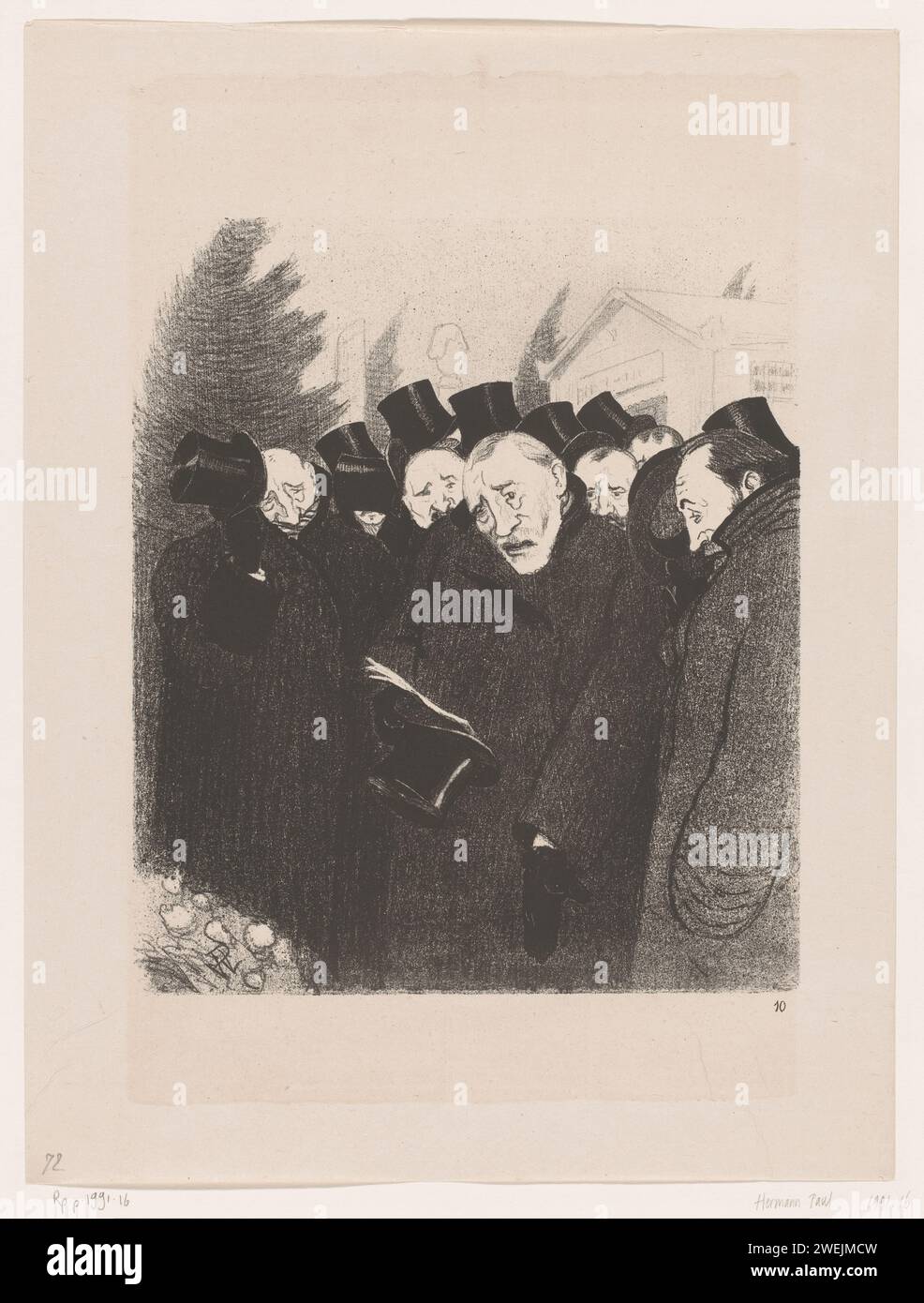 Men at a funeral, Georges Hermann Rene Paul, 1895 print paper burial ...