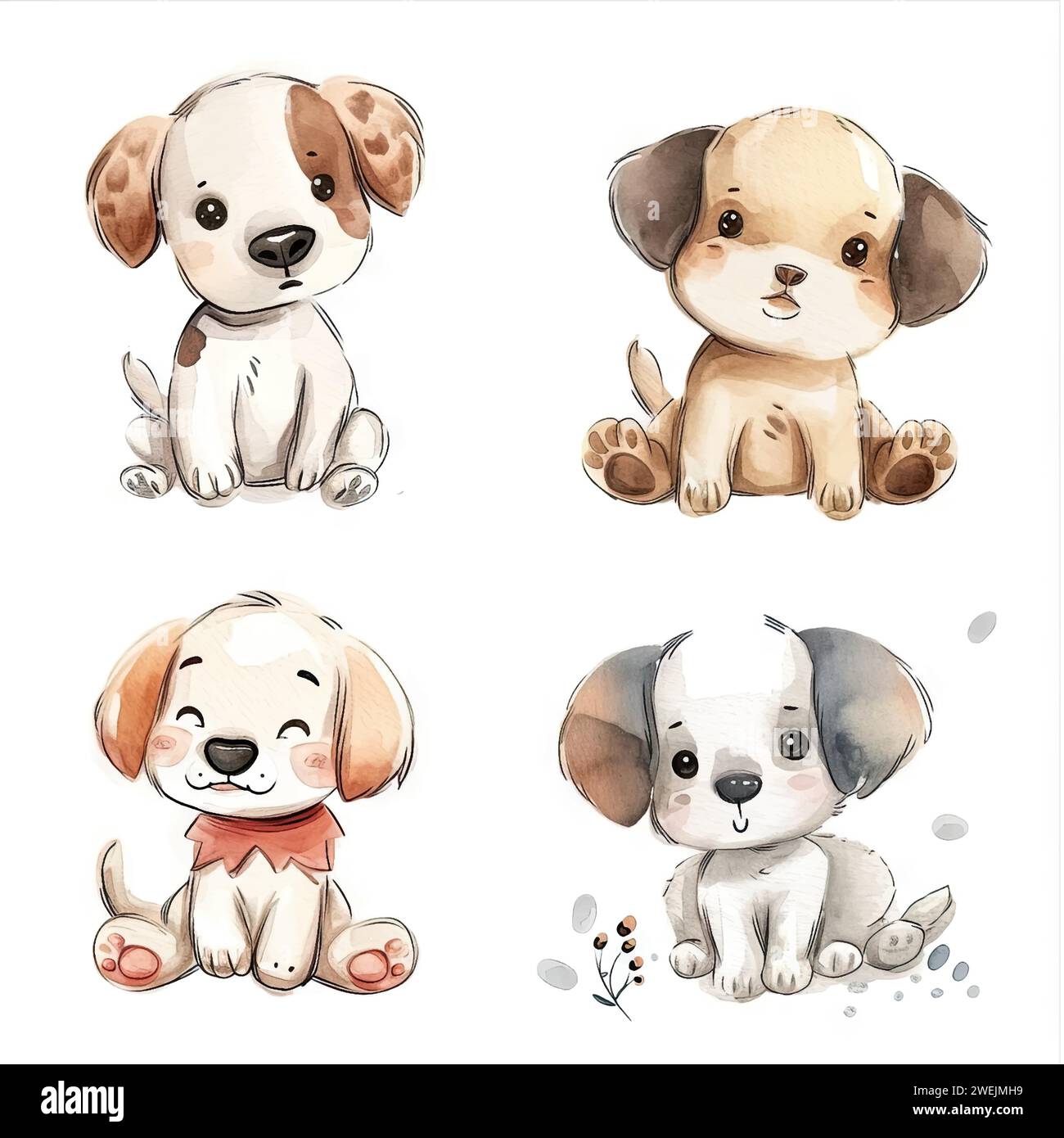 Vector hand drawn puppy collection Stock Vector Image & Art - Alamy
