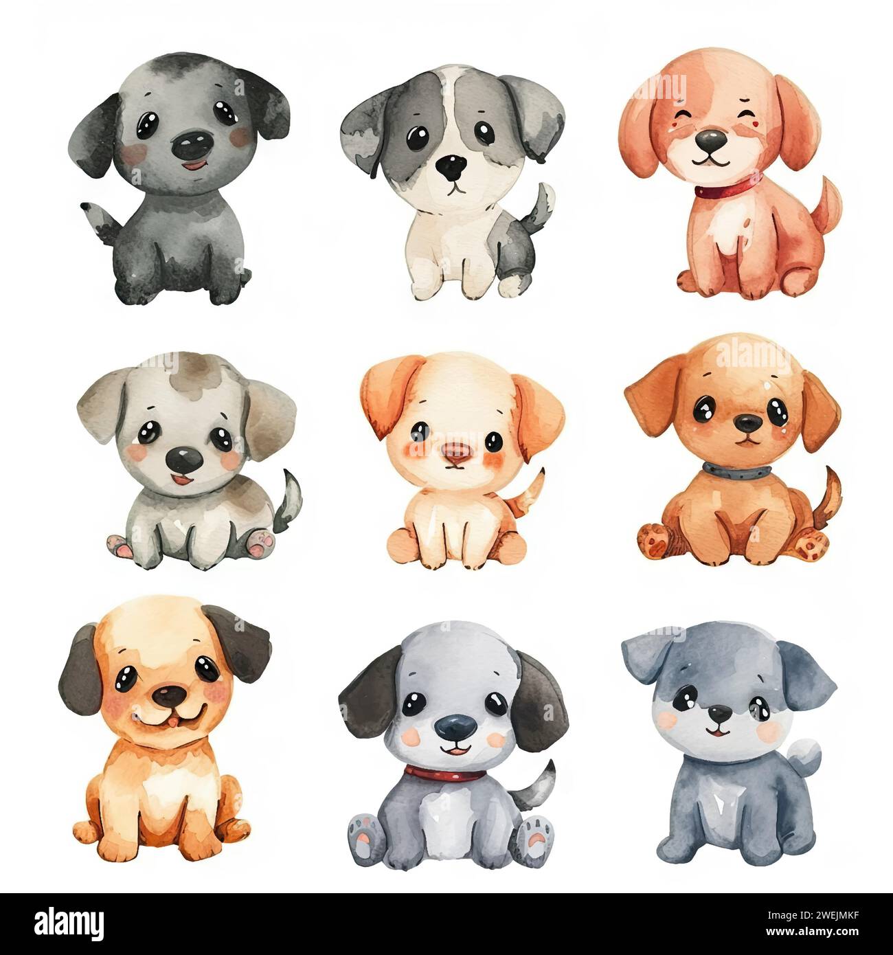 Vector hand drawn puppy collection Stock Vector Image & Art - Alamy