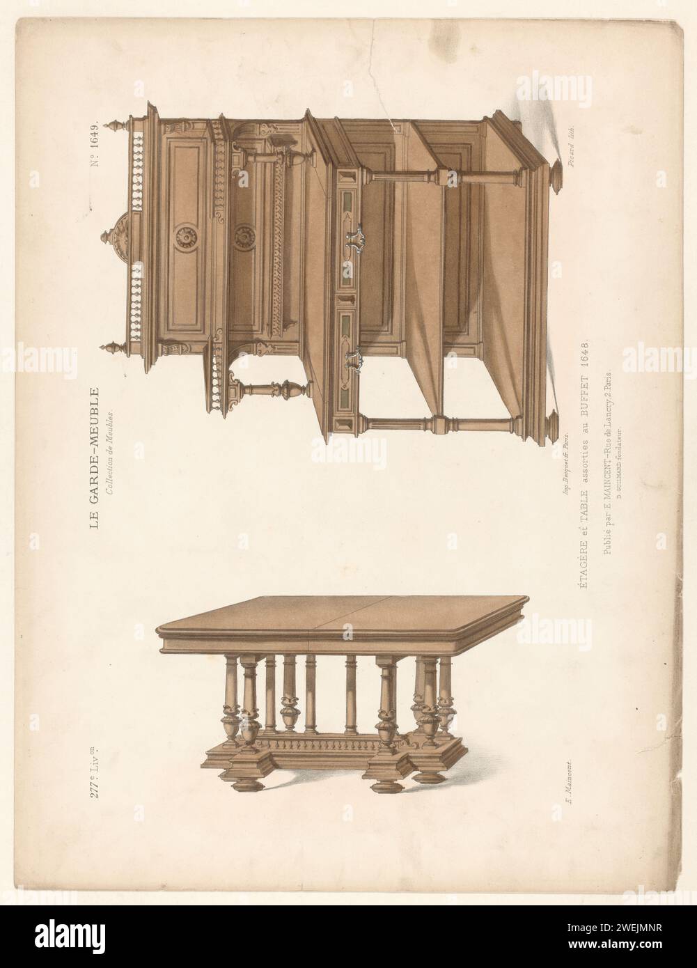 Table and Cabinet, Picard, 1885 - 1895 print A Renaissance table and ...