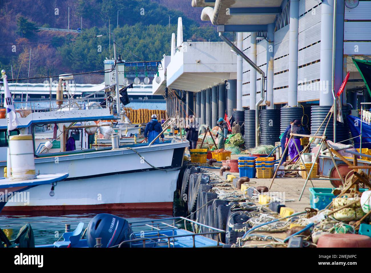 Samcheok City, South Korea - December 28, 2023: Workers actively ...