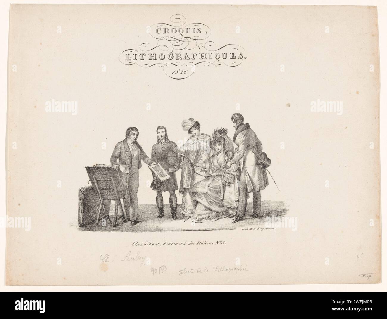 Company View Prints, 1822 print Three men, two women and a child view ...