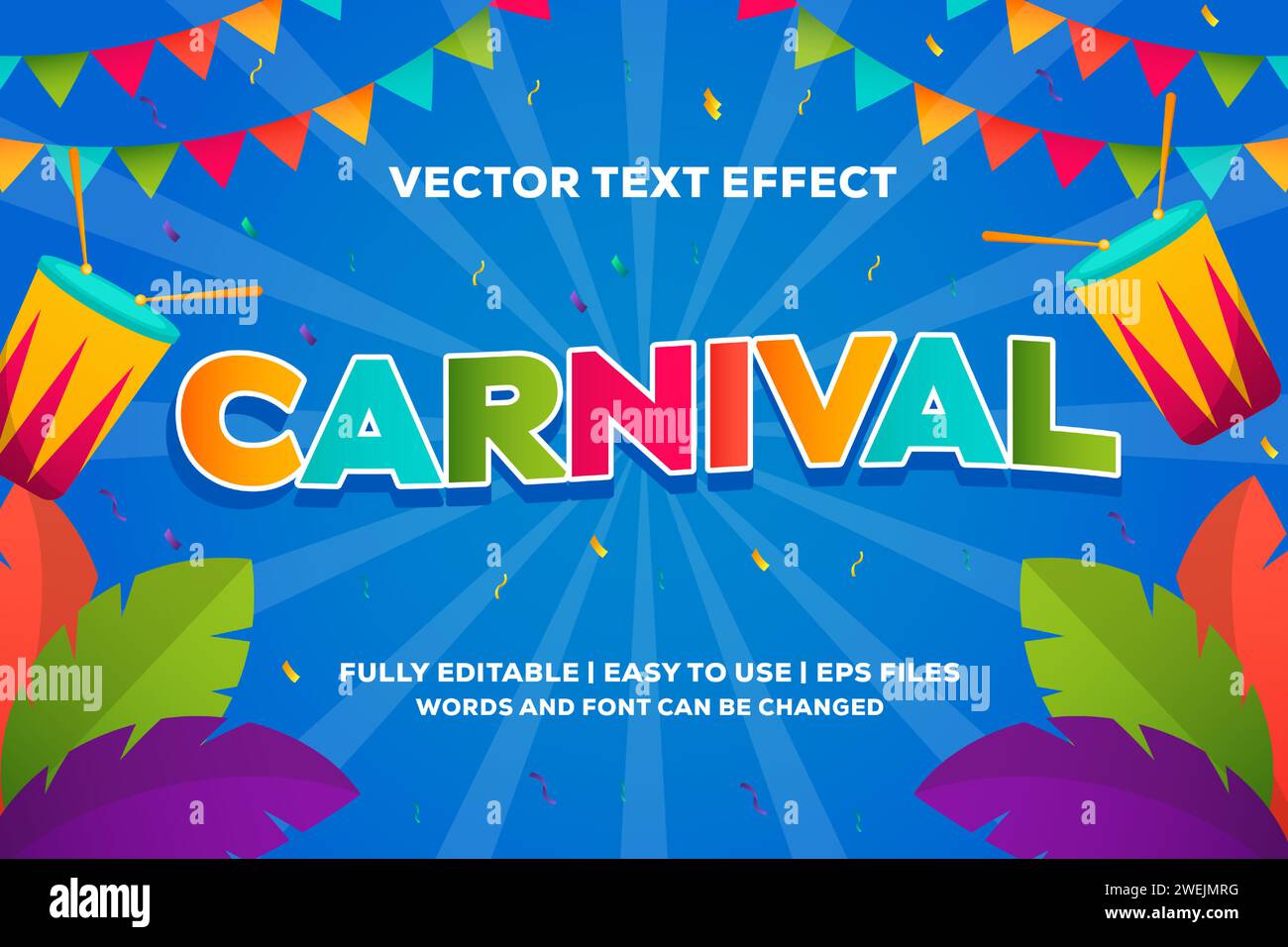 carnival vector text effect fully editable easy to use Stock Vector ...