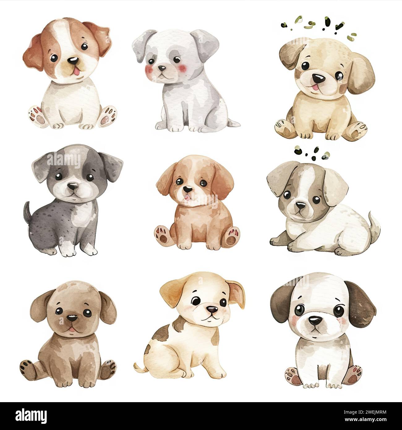 Vector hand drawn puppy collection Stock Vector Image & Art - Alamy